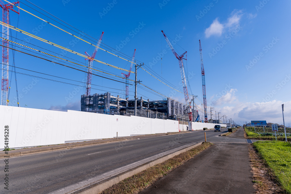 建設現場風景( 半導体受託生産の世界最大手、台湾積体電路製造工場建設風景) （TSMC)「JASM(tsmc Fab23)」 日本(冬 ...