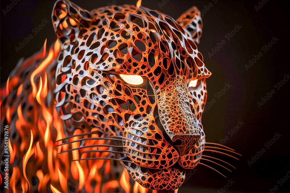 fire sculpture of jaguar , jaguar face made of flame Stock Illustration ...