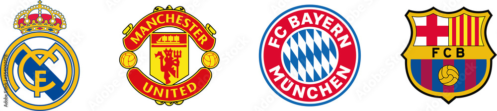 Football club logos. The most popular football clubs in the world. Top ...