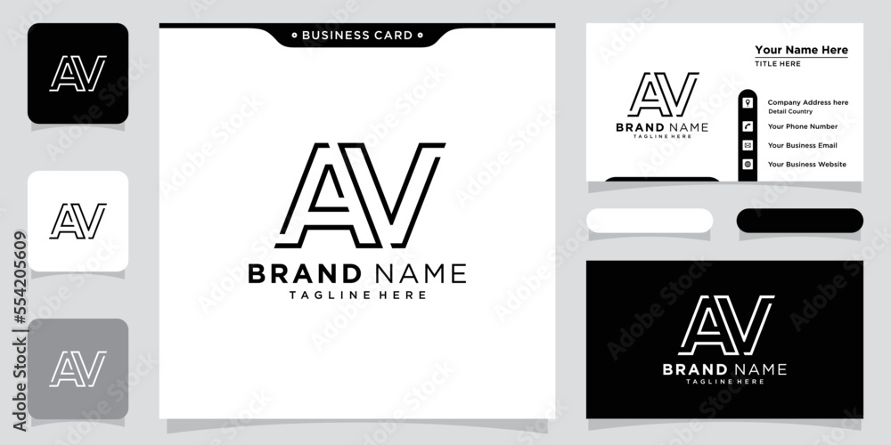 Initial Letter AV logo design template Stock Vector | Adobe Stock