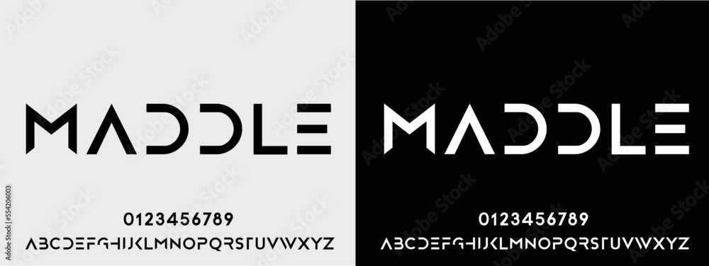 Vetor de MADDLE Modern Bold Font. Regular Italic Number Typography ...