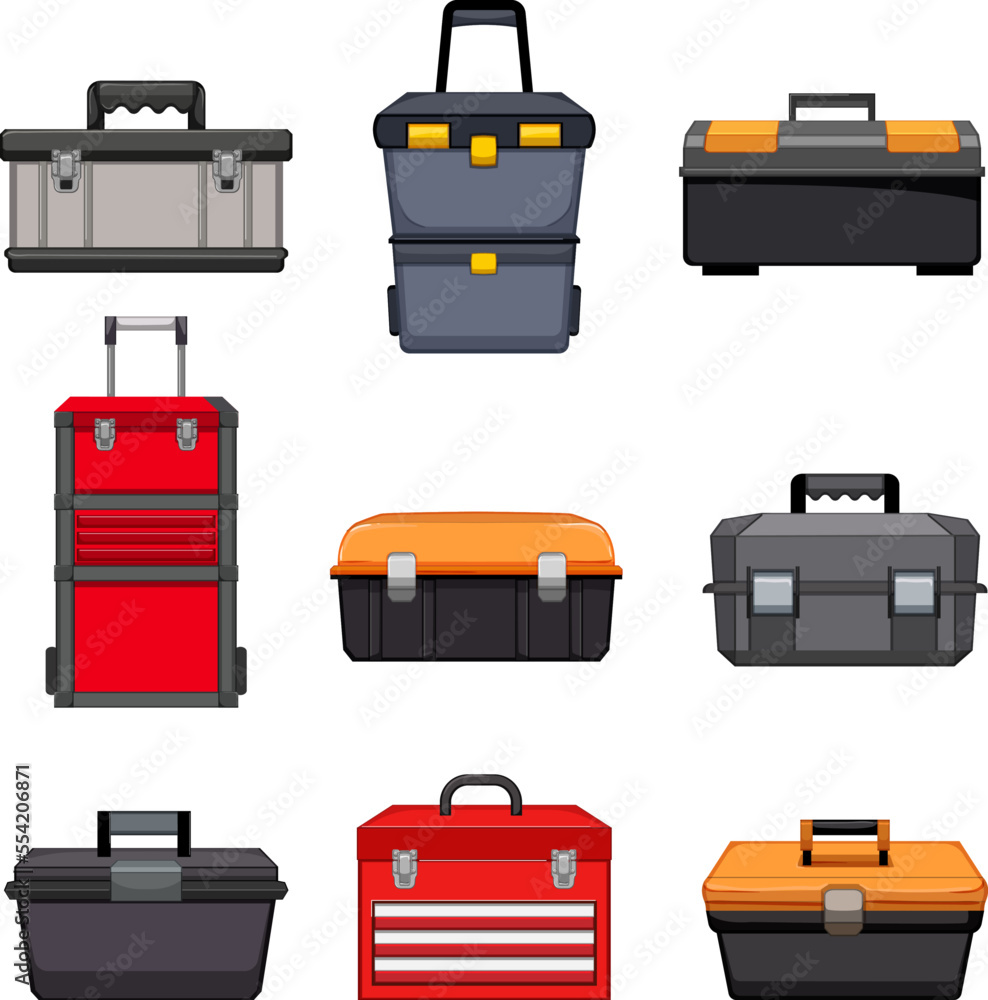 toolbox repair set cartoon. tool box, kit toolkit, construction hammer ...
