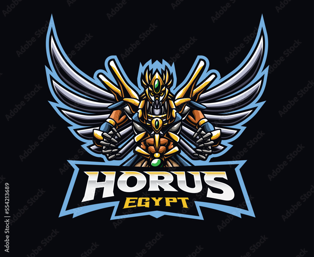 Sci-fi Egypt Horus mascot logo design. Futuristic Horus god mythology ...