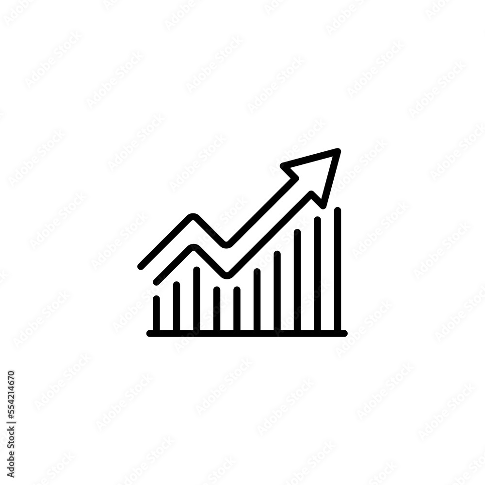Graph line icon. Line chart, trend, profit, growth, increase, arrow ...