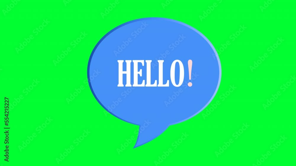 Hello quote message bubble on Green screen animation. saying hi Hello ...