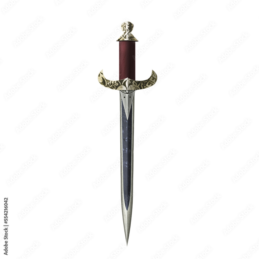 Metal knight sword isolated on white background. Gaming Assets. Stock ...