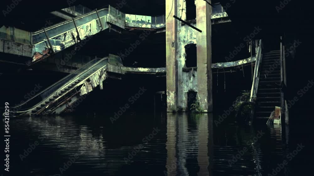Dramatic video of damaged escalators in abandoned shopping mall sunken ...