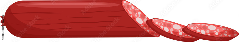salami sausage cartoon. meat pepperoni, ham slice, delicatessen meat ...