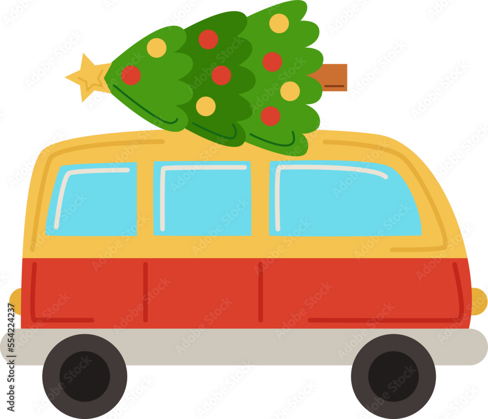 Vector illustration of cartoon van isolated on white background. Stock ...