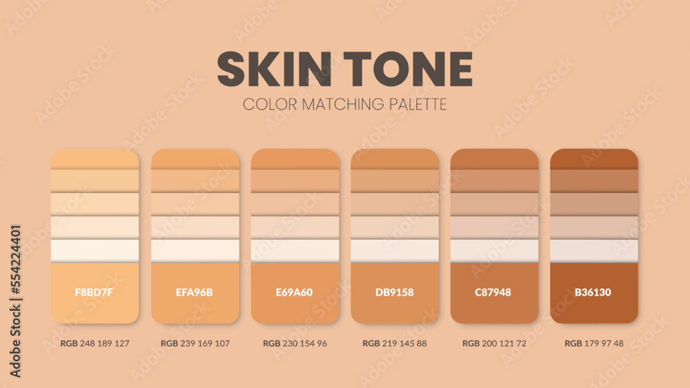 Color palette in Skin Tone colour theme collections. Color inspiration ...