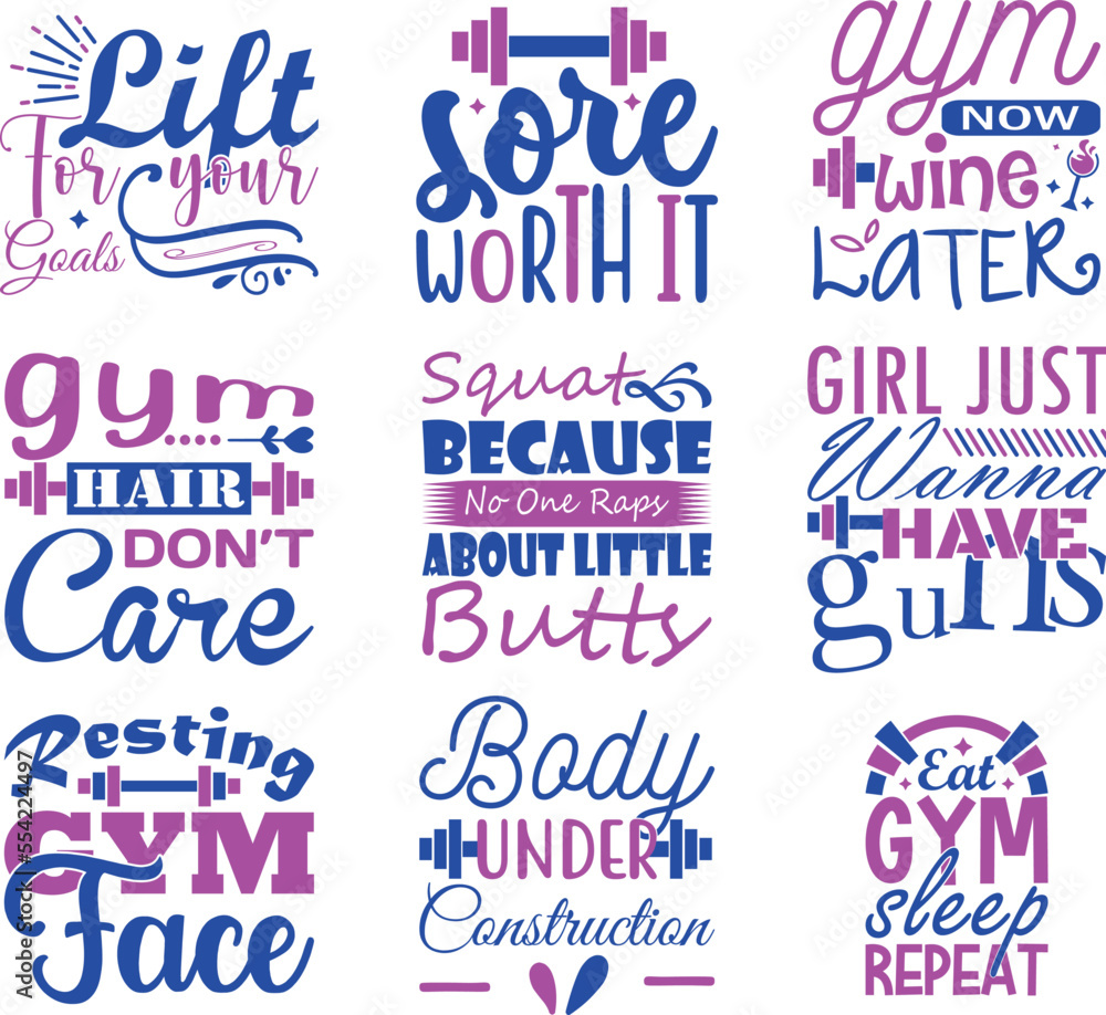 GYM Quotes SVG Bundle Stock Vector | Adobe Stock