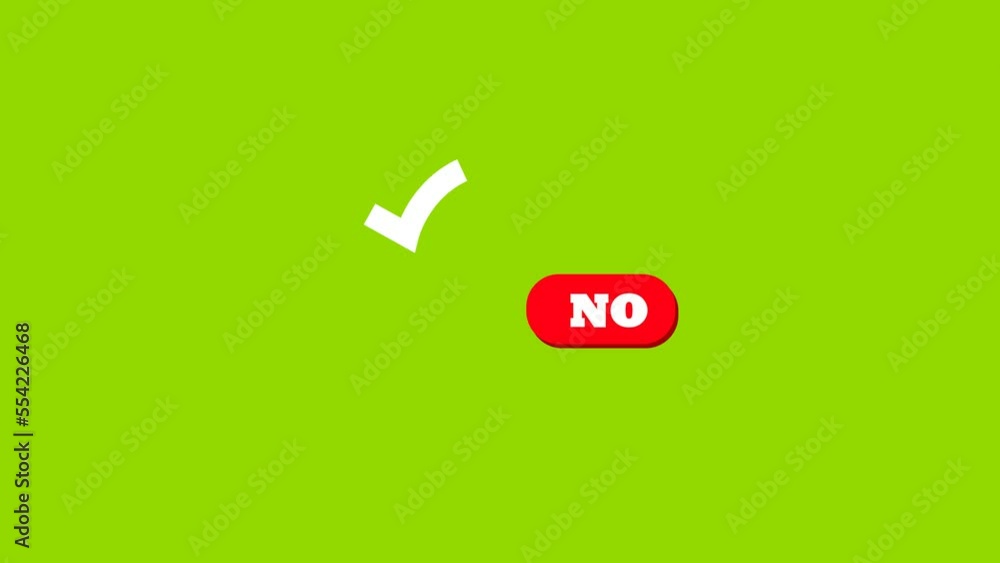 Yes No Tick check mark sign on Green screen. Yes No Tick and cross sign ...