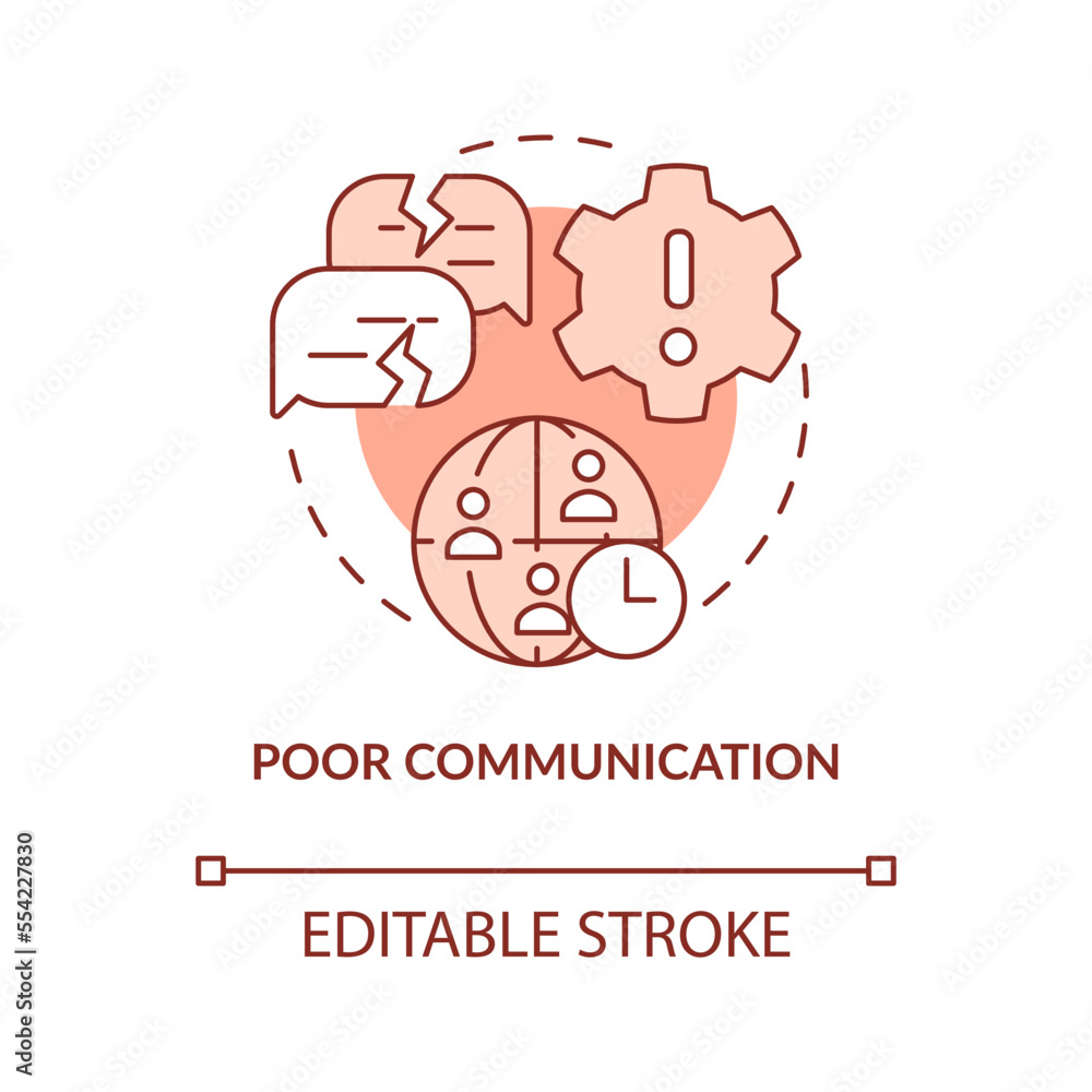 Poor communication terracotta concept icon. Outstaffing drawback ...