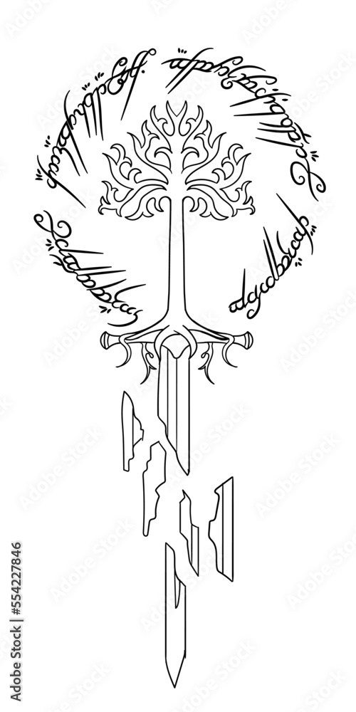 Lord of the rings- Anduril White Tree vector Stock Vector | Adobe Stock
