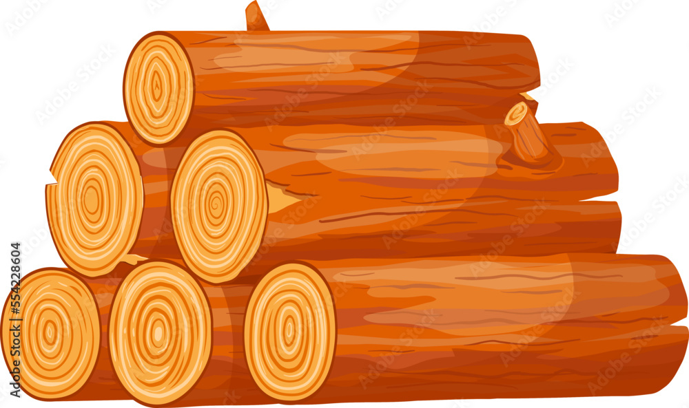 firewood pile cartoon. wood fire, fireplace log, tree energy, timber ...