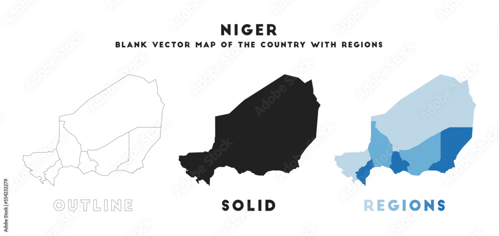 Niger map. Borders of Niger for your infographic. Vector country shape ...