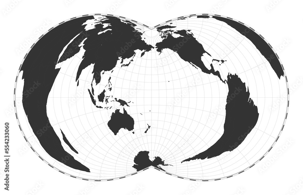 Vector World Map Rectangular War Office Polyconic Projection Plan World Geographical Map