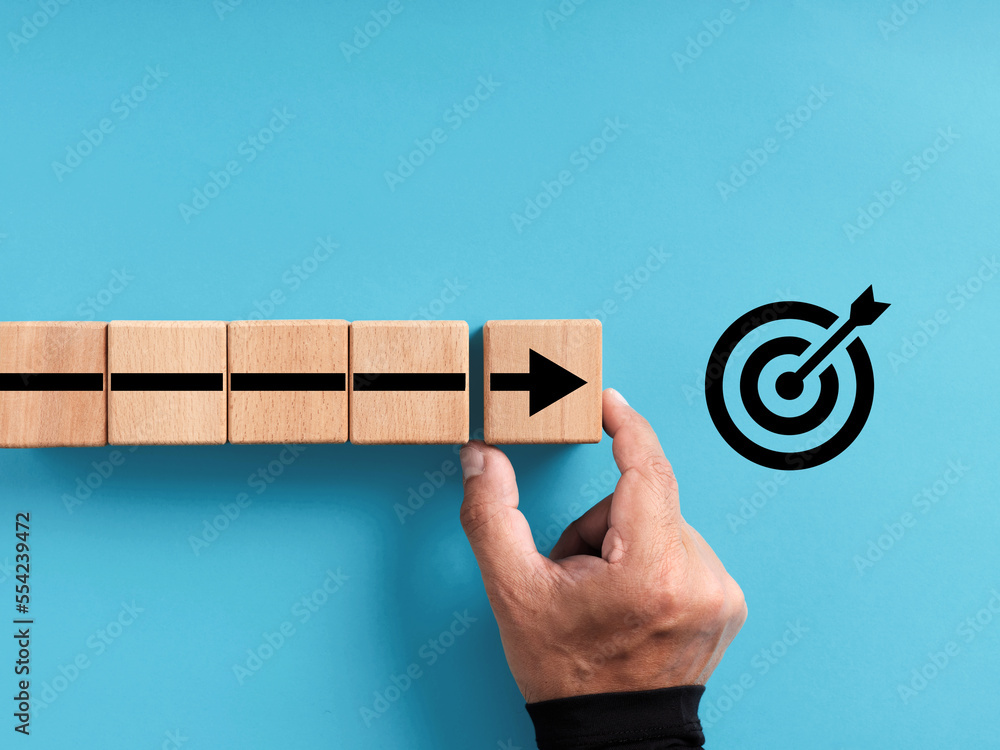 Action plan, goal setting and business development and progress concept ...