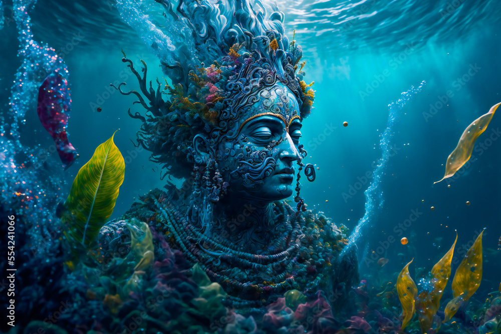 Lord Krishna Underwater. Happy Janmashtami holiday Indian festival ...