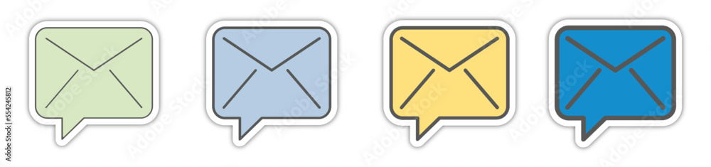 Pictogramme icones et logo mail message notification couleur relief ...