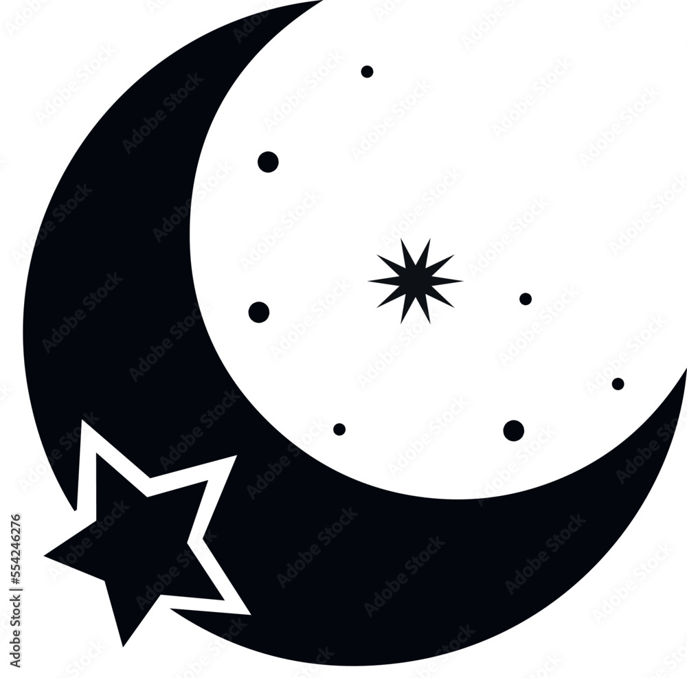Moon icon Night is a symbol Vector illustration Stock Vector | Adobe Stock