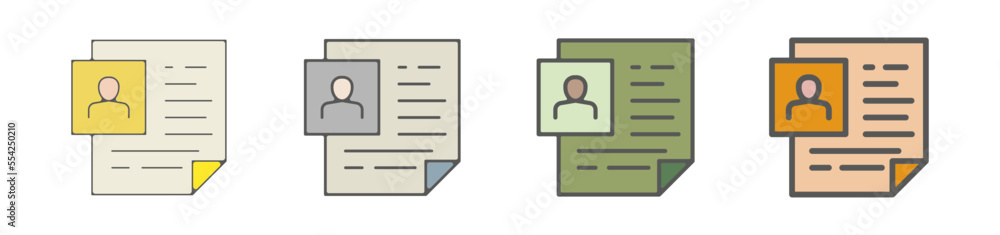 Pictogramme icones et logo profil cv bleu couleur Stock Vector | Adobe ...