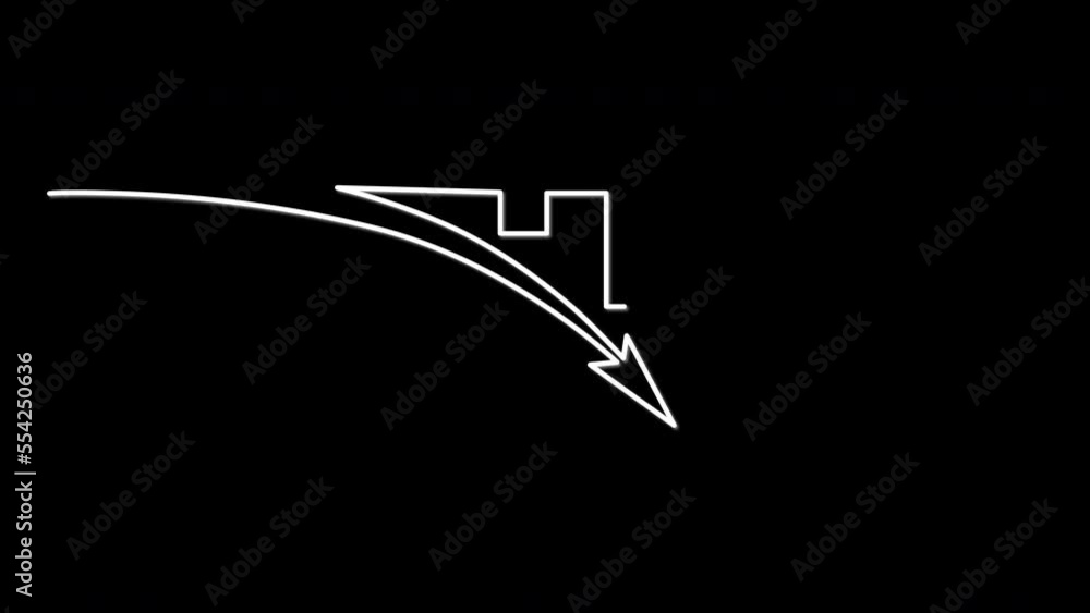 Decline diagram, fall curve, decrease chart self drawing animation ...