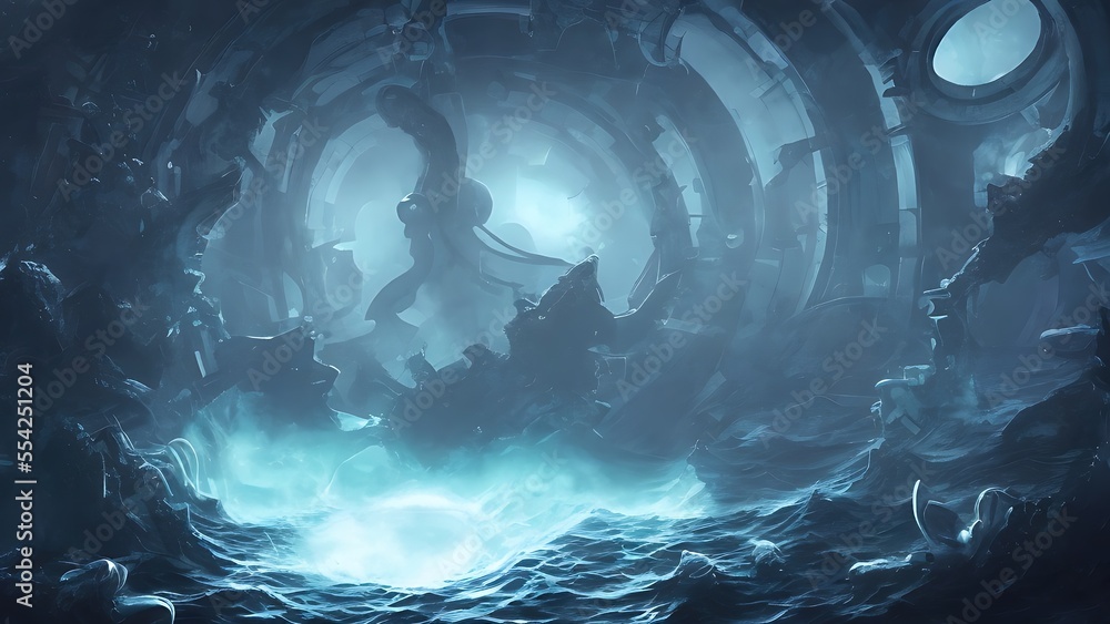 A portal to the void deep below the mariana trench, Illustration ...