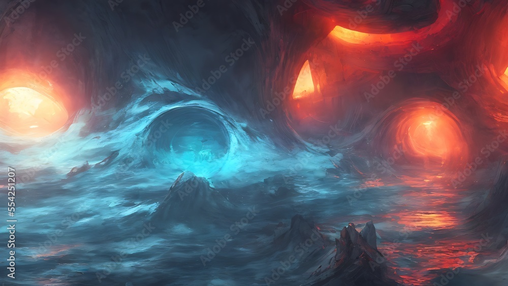 A portal to the void deep below the mariana trench, Illustration ...