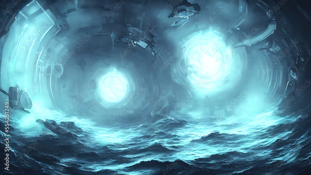 A portal to the void deep below the mariana trench, Illustration ...