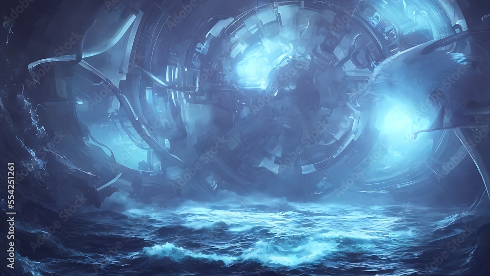 A portal to the void deep below the mariana trench, Illustration ...