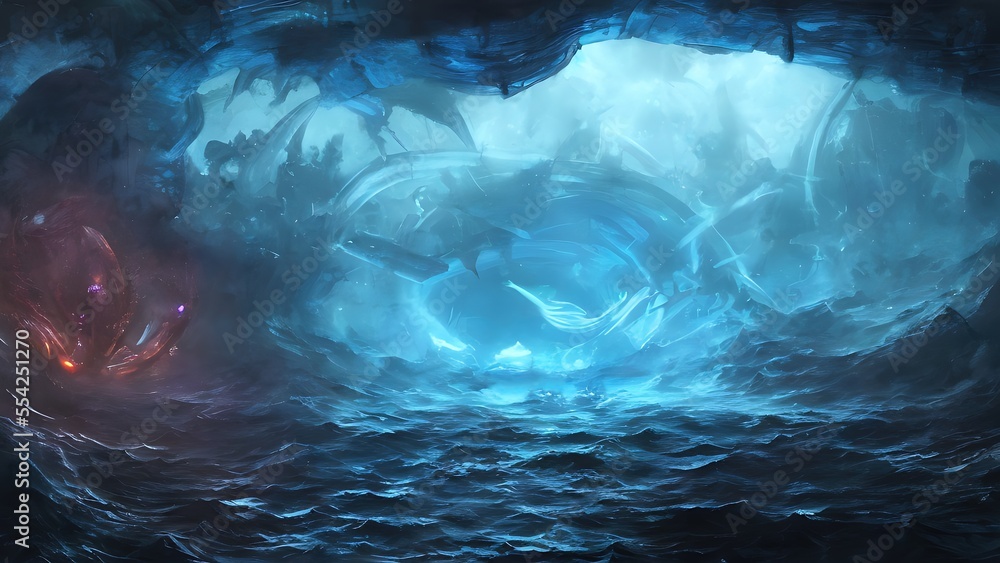 A portal to the void deep below the mariana trench, Illustration ...