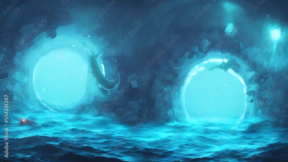 A portal to the void deep below the mariana trench, Illustration ...