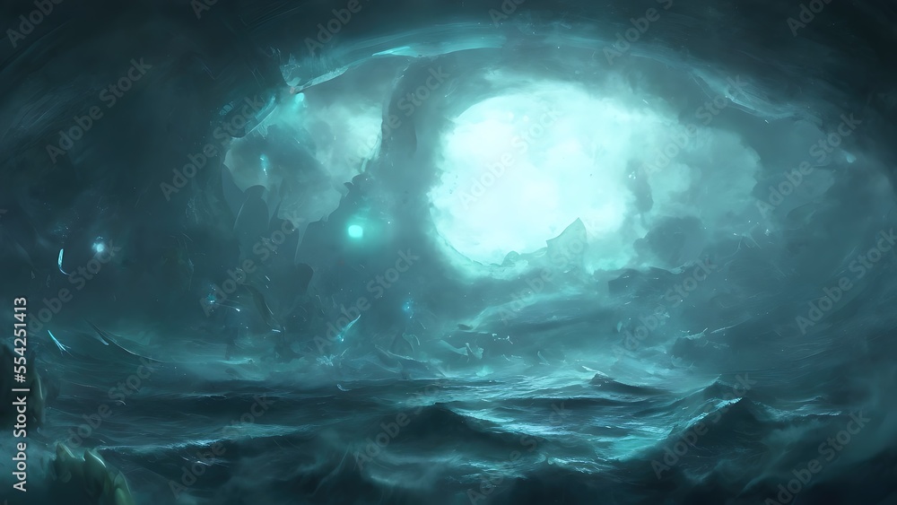 A portal to the void deep below the mariana trench, Illustration ...