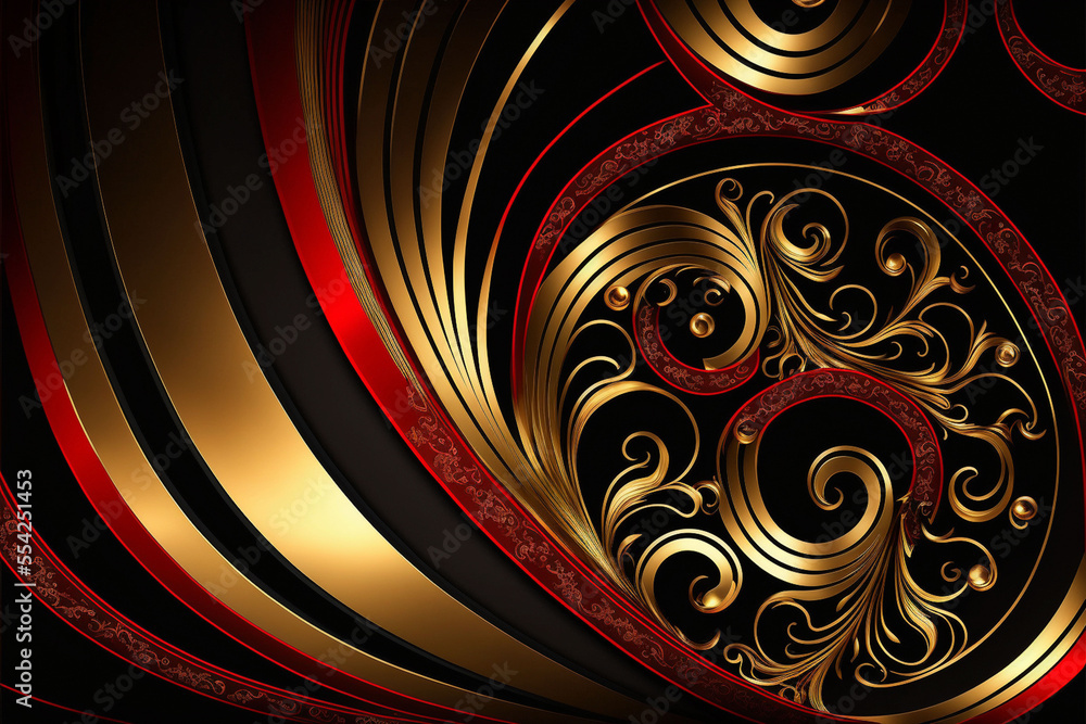 Elegant royal red background with gold ornament Stock Photo | Adobe Stock