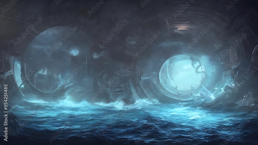 A portal to the void deep below the mariana trench, Illustration ...