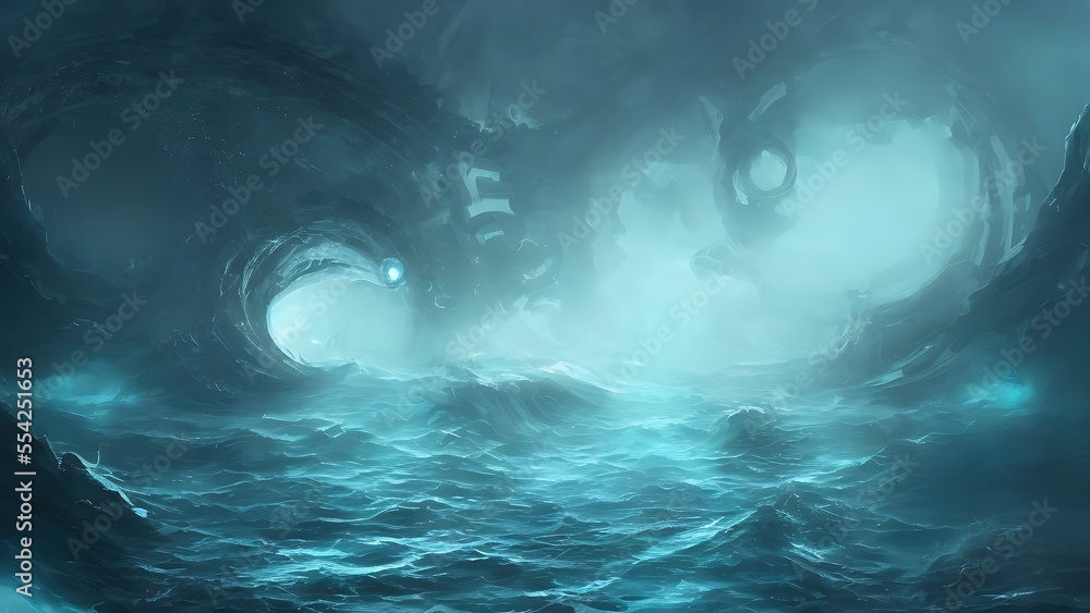 A portal to the void deep below the mariana trench, Illustration ...