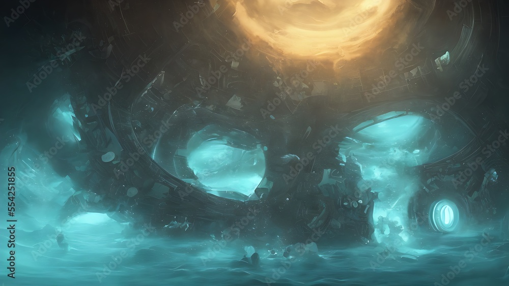 A portal to the void deep below the mariana trench, Illustration ...