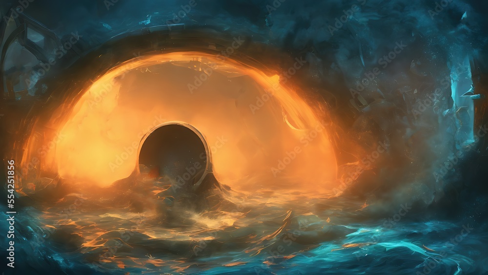 A portal to the void deep below the mariana trench, Illustration ...