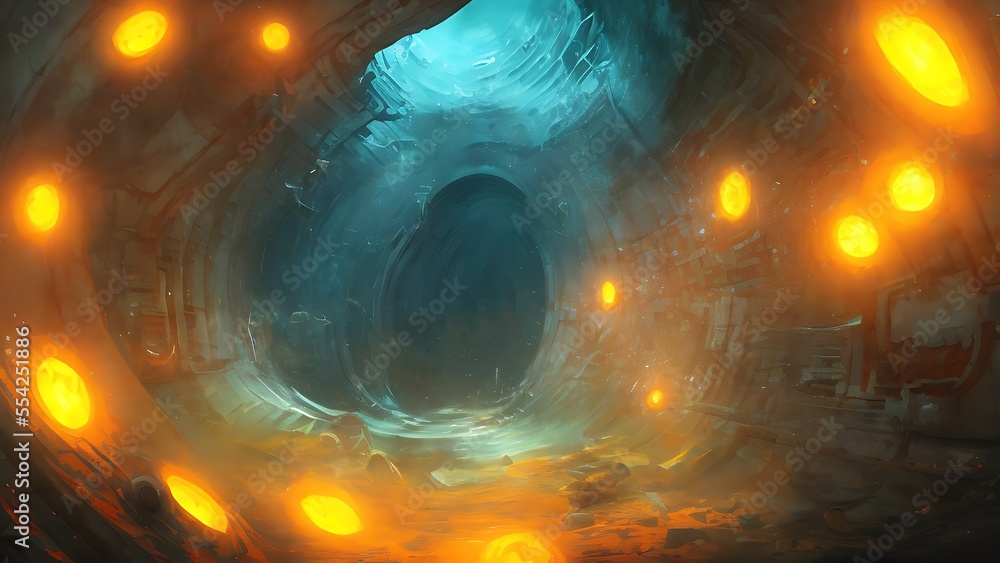A portal to the void deep below the mariana trench, Illustration ...