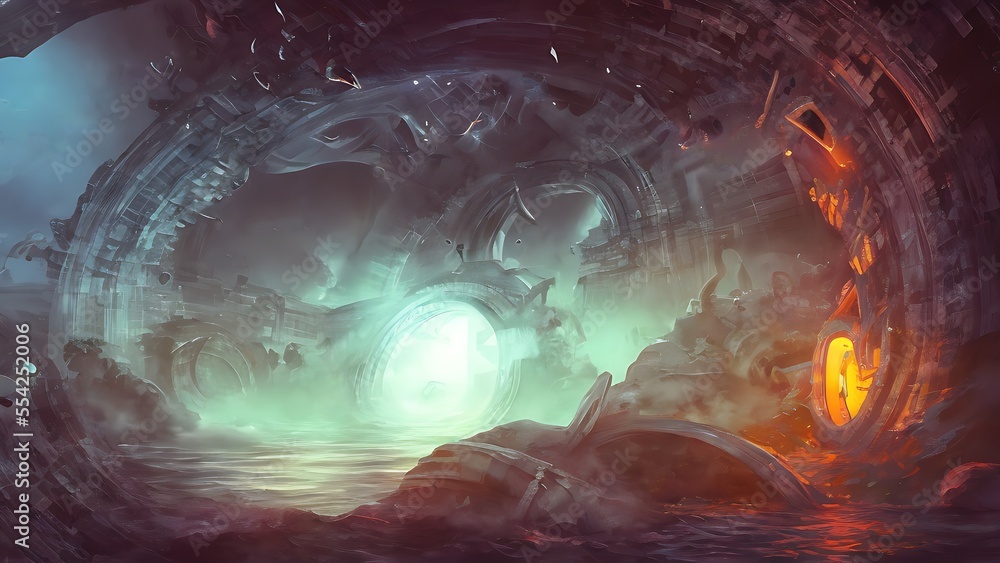 A portal to the void deep below the mariana trench, Illustration ...