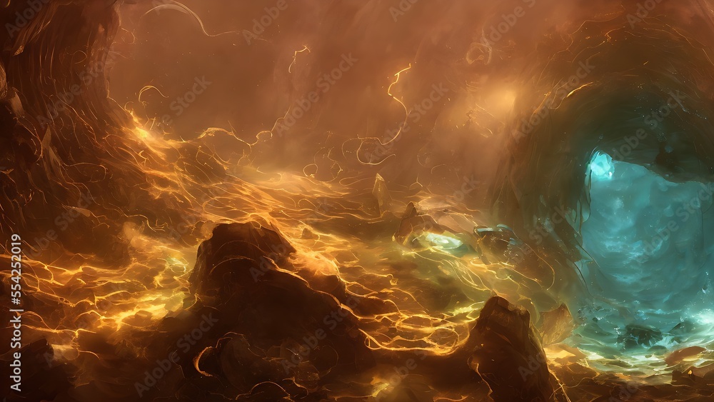 A portal to the void deep below the mariana trench, Illustration ...