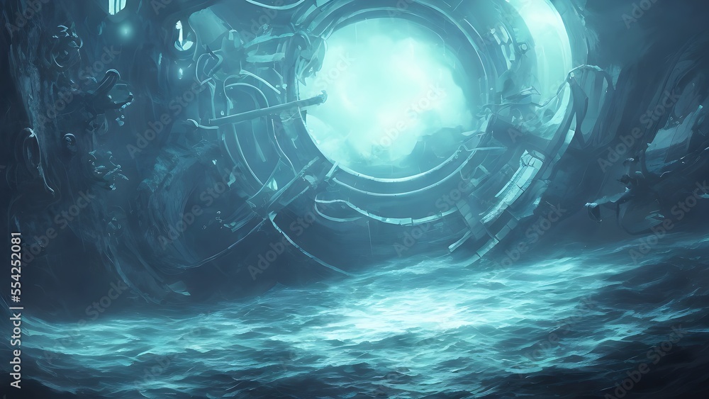 A portal to the void deep below the mariana trench, Illustration ...