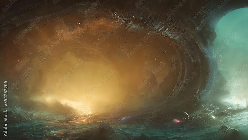 A portal to the void deep below the mariana trench, Illustration ...