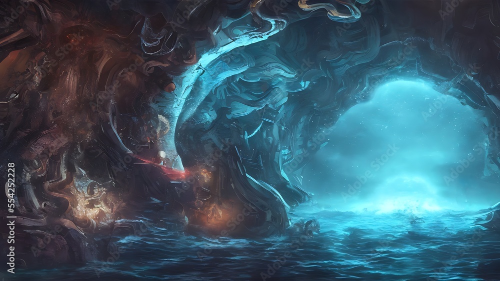 A portal to the void deep below the mariana trench, Illustration ...