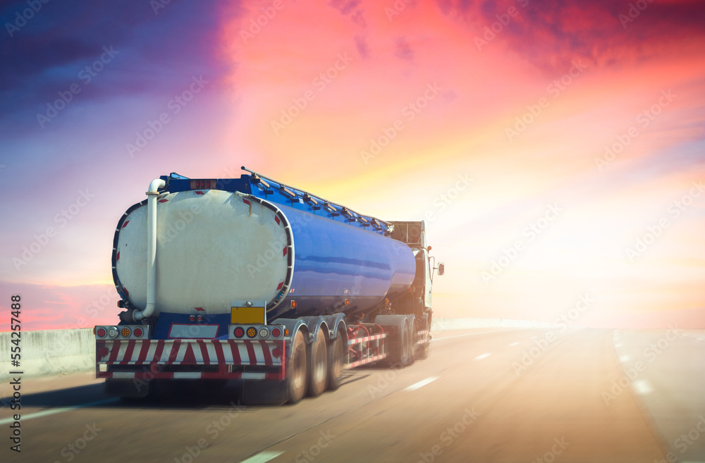 Transport oil by truck at oil refinery, petroleum , petrochemical Stock ...