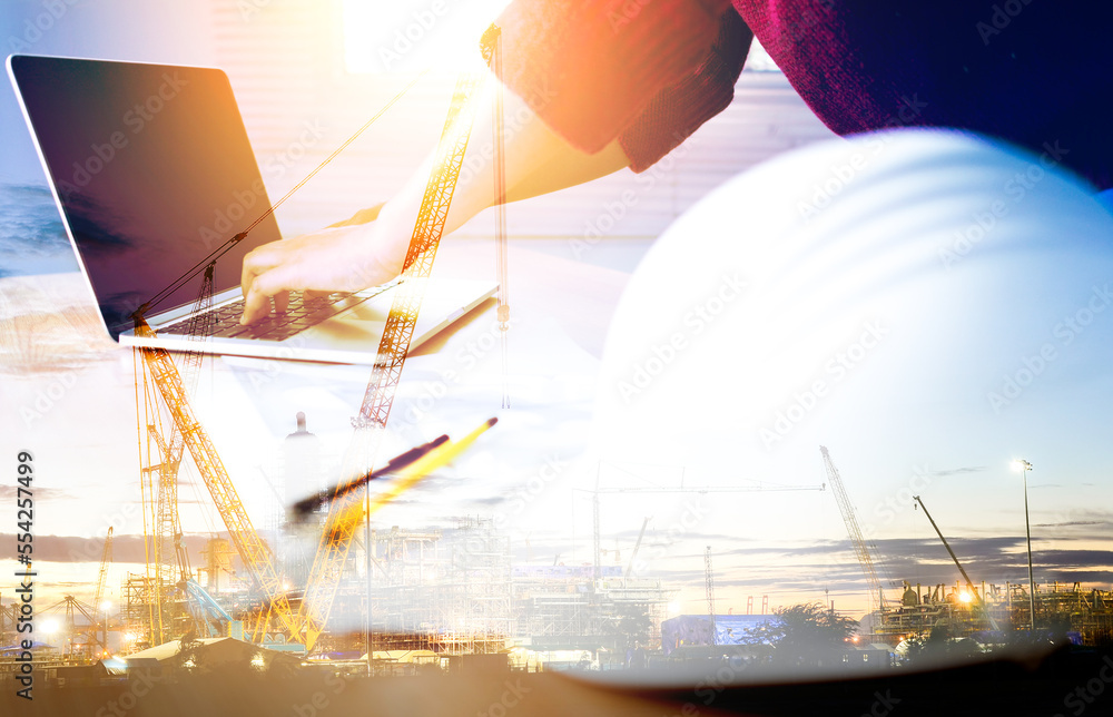 Engineer drawing an oil rig and petroleum Stock Photo | Adobe Stock