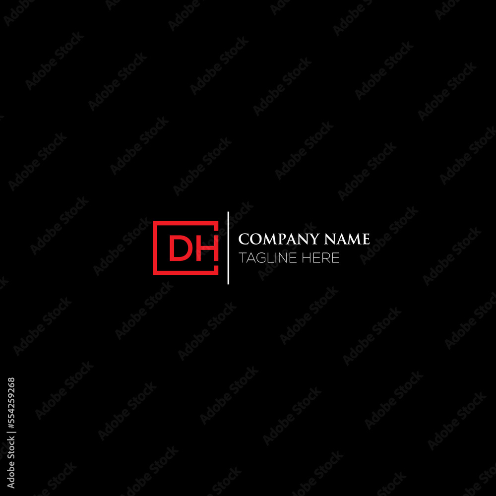 DH letter logo design on black background. DH creative initials letter ...