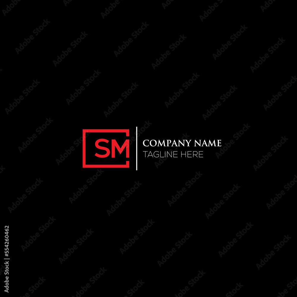 SM letter logo design on black background. SM creative initials letter ...