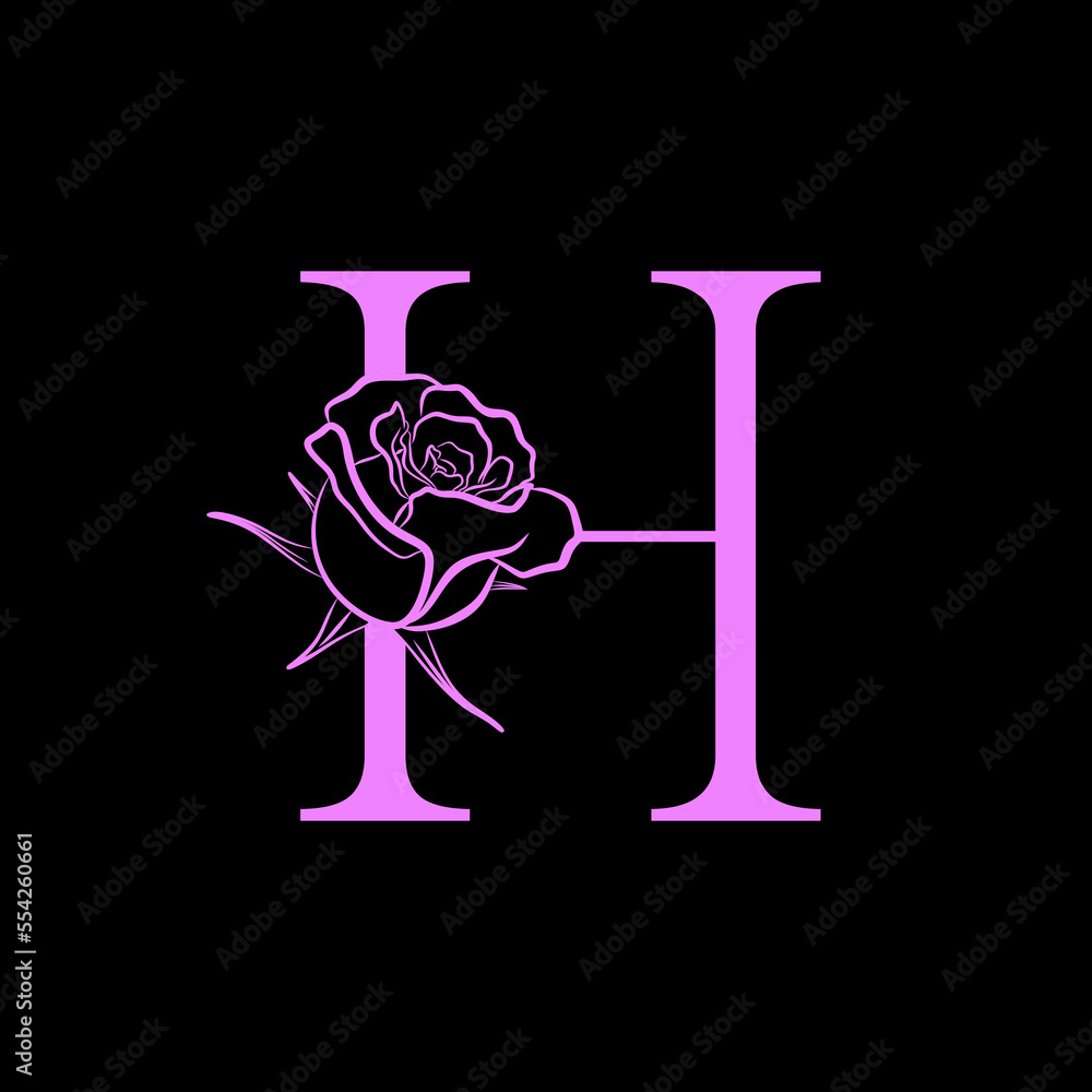 Letter H logo with Rose Flower for beauty and fashion logo. Rose flower ...